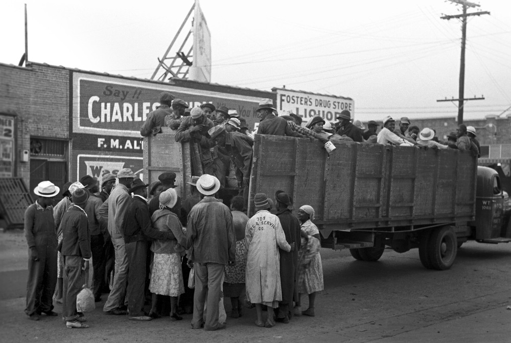 Cotton Pickers, 1938. /Nafrican American Cotton Pickers Boarding A ...
