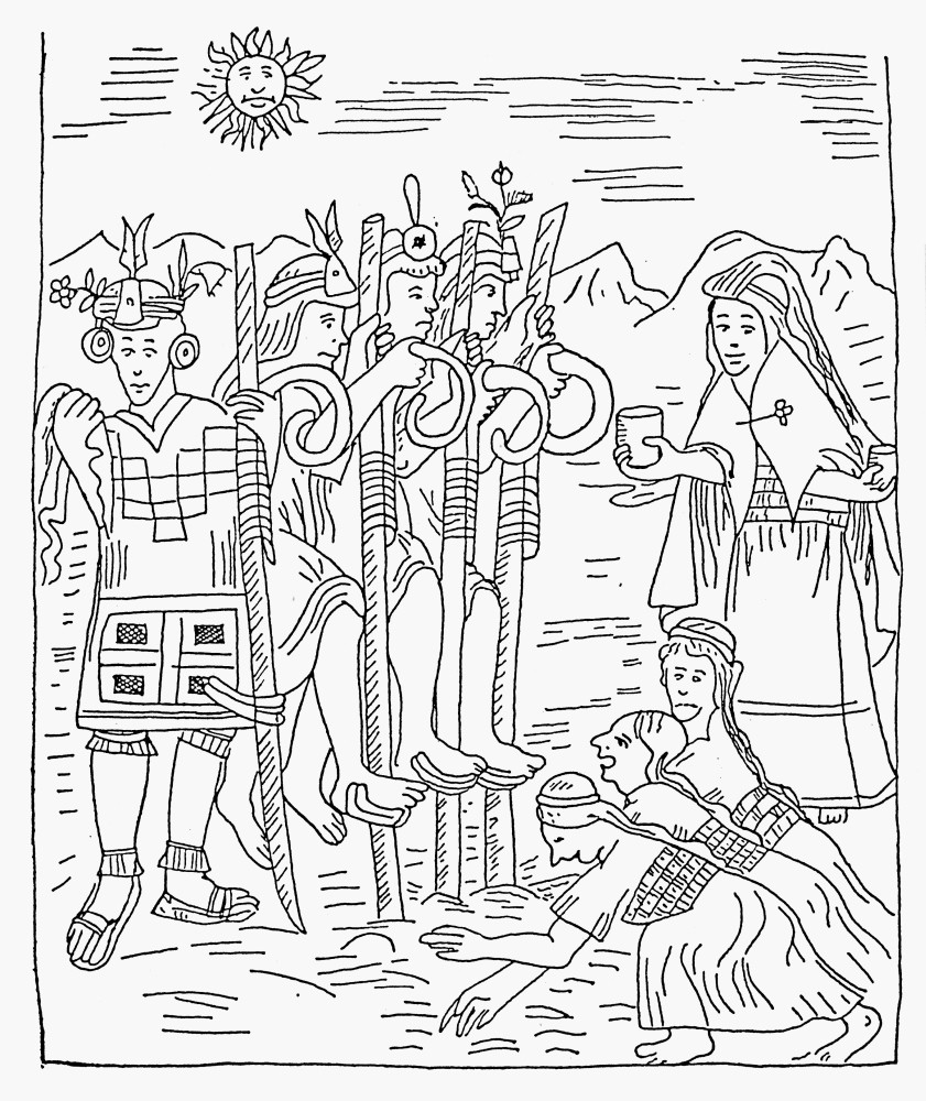 Inca Farmers. /Nincas Using Footplows To Sow A Cornfield. Pen And Ink ...
