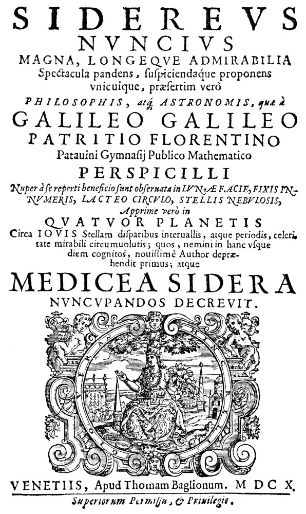Galileo: Sidereus, 1610. /Ntitle-Page Of The First Edition Of Galileo ...