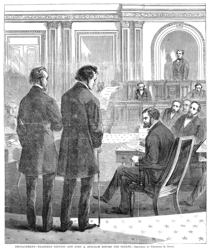 Andrew Johnson Impeachment. /Nthaddeus Stevens, With Cane, And John A ...