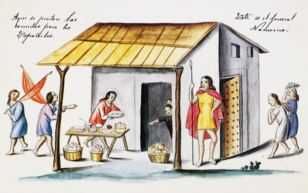 Mexico: Spanish Explorers. /Ngeneral Nanuma Watching His Men Prepare A ...