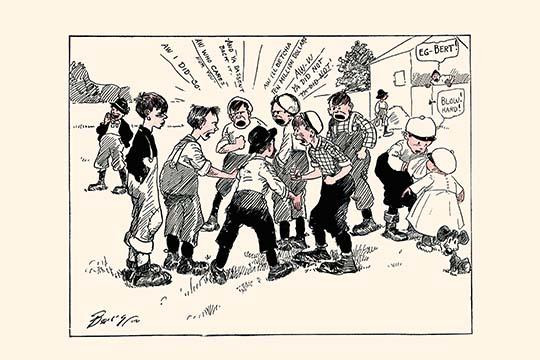 A cartoon of children arguing loudly and debating who is to be elected ...