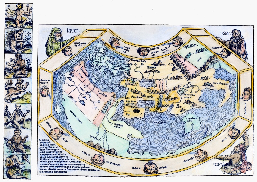 Ptolemaic World Map, 1493. /Nptolemaic World Map, Including Depictions ...