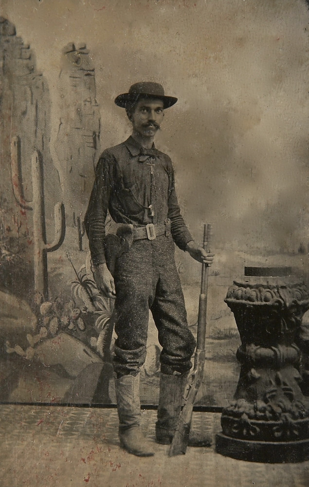 Tintype Of A Well-Armed Cowboy. This Dapper Range Rider, Circa The ...