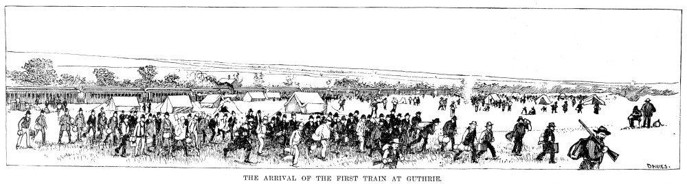Oklahoma Land Rush, 1889. /Narrival Of The First Train At Guthrie ...