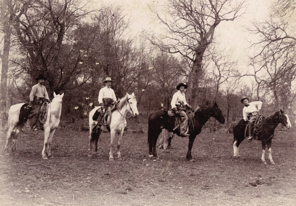 Armed And Duded-Up Cowboys, Features Four Mounted Cowboys Wearing Their ...