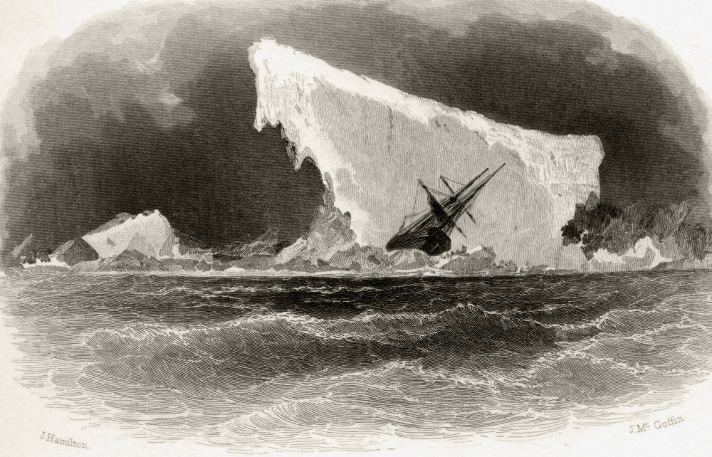 Ship Wrecked On Iceberg. Title Illustration From Arctic Explorations In ...