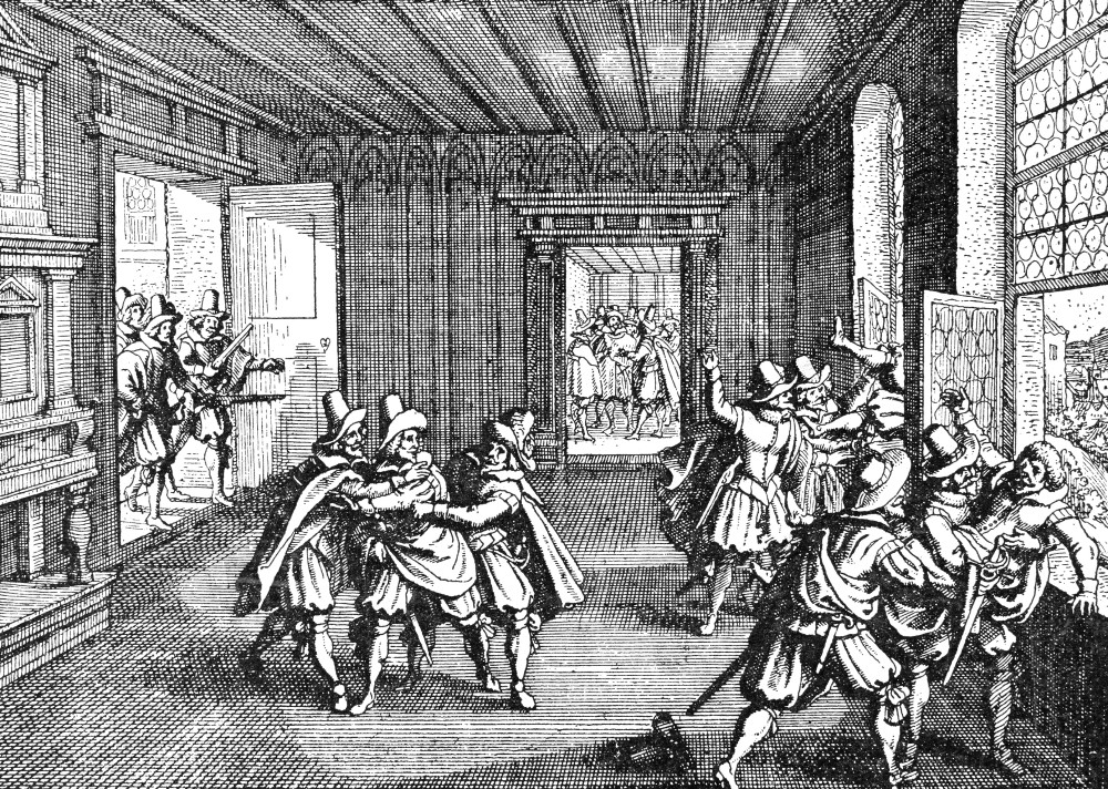 Defenestration Of Prague. /Ntwo Catholic Imperial Governors Are Thrown ...