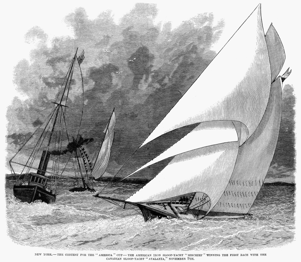 Yachting, 1881. /Nthe American Iron Sloop 'Mischief' Besting The ...