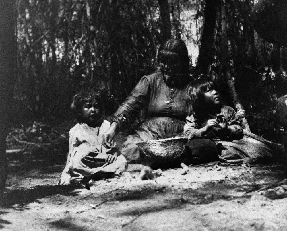 Pomo Woman & Children. /Na Pomo Native American Woman Shelling Acorns ...