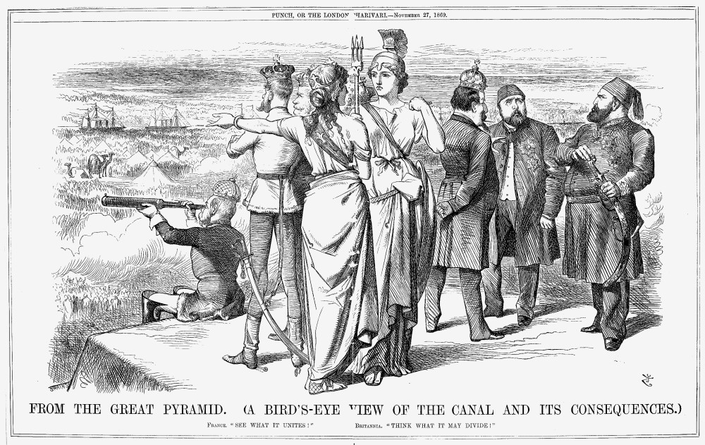 Suez Canal: Cartoon, 1869. /N'From The Great Pyramid. (A Bird'S-Eye ...