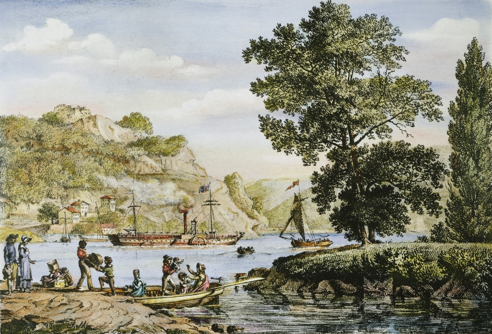 Robert Fulton'S Clermont. /Na View Of West Point On The Hudson River ...