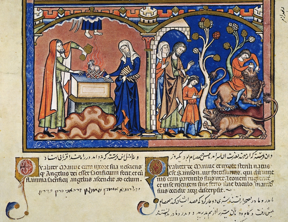 Samson Fighting A Lion. /Nthe Sacrifice Of Manoah And His Wife ...