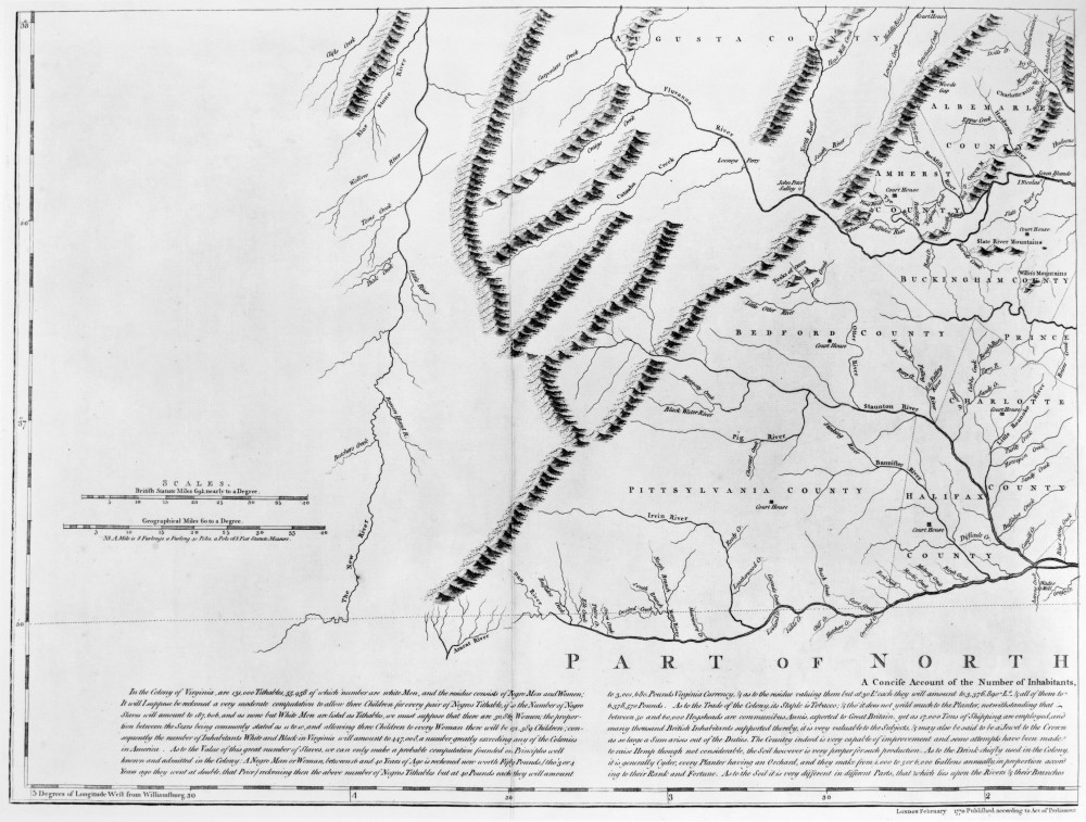 Virginia: Henry Map, 1770. /None Of Four Parts Of An Engraved Map Of ...