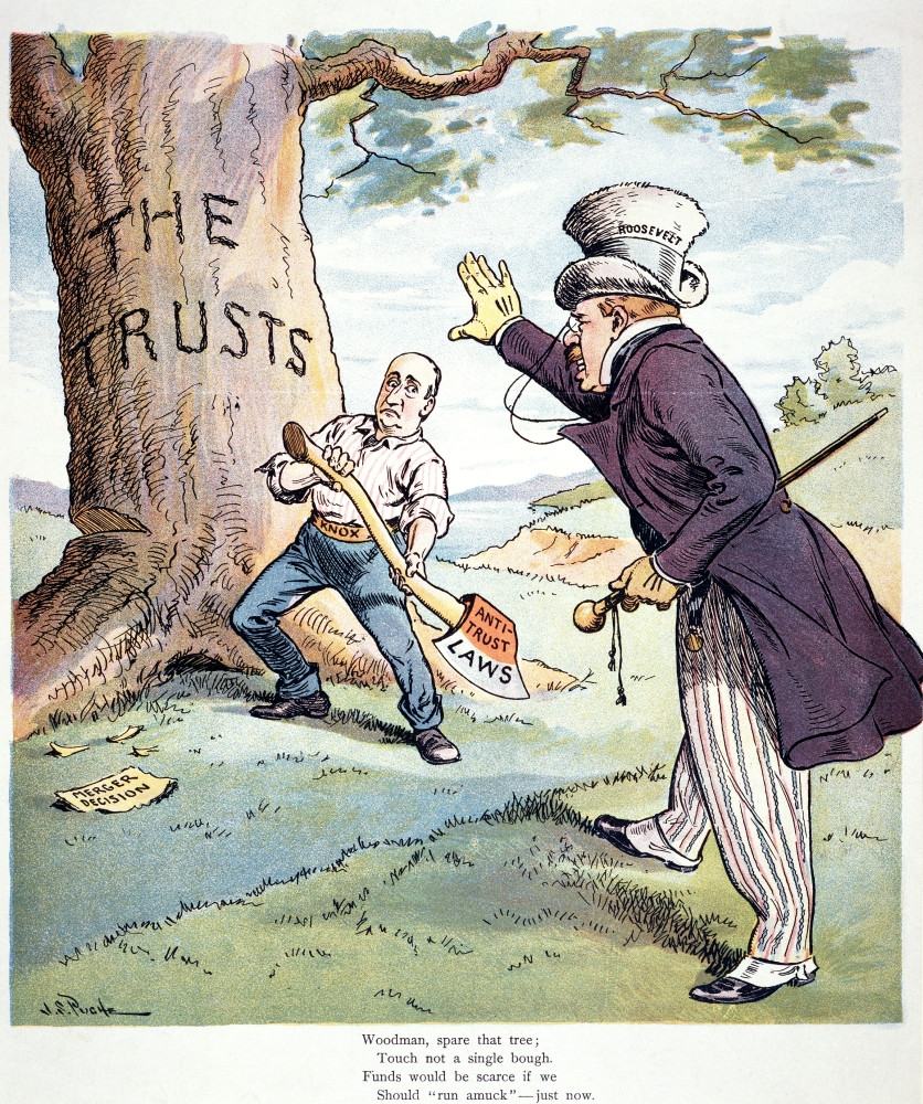 Anti-Trust Cartoon, 1904. /Npresident Theodore Roosevelt Is Shown ...