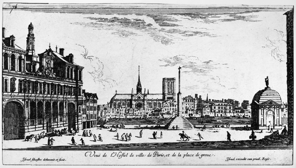 France: Paris, C1650. /Nhotel De Ville, Left, And The Place De Gr Ve On ...