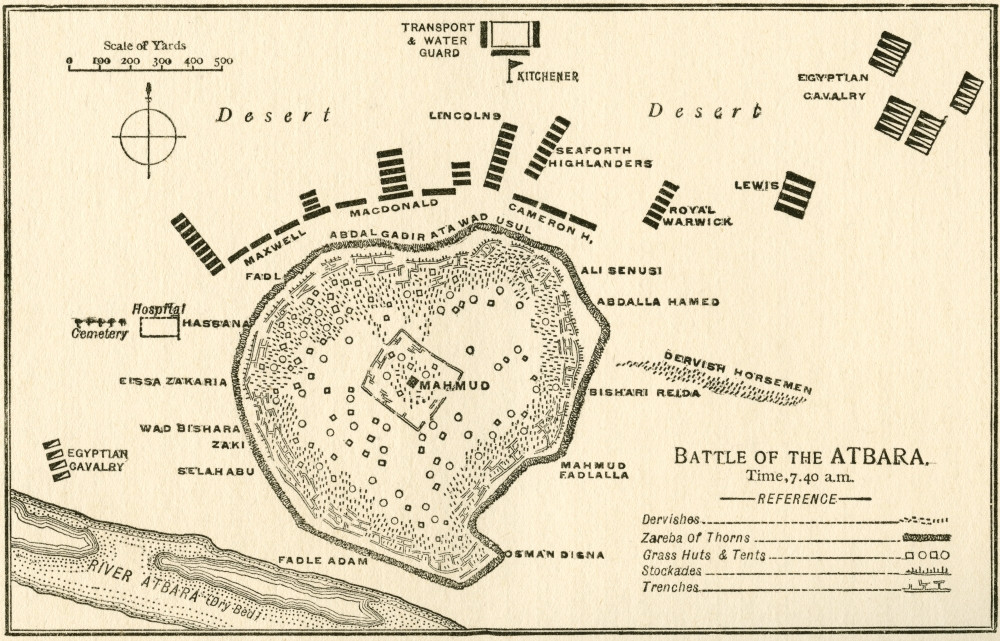 Map showing The Battle of Atbara during the Second Sudan War also ...