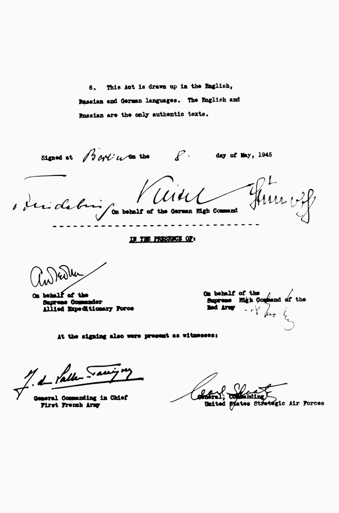 German Surrender, 1945. /Nthird And Final Page Of The English Version ...