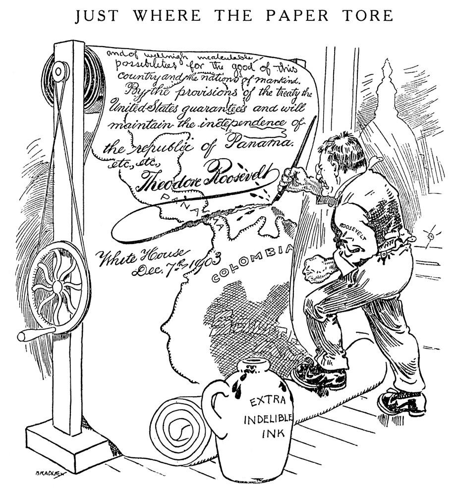 Panama Canal Cartoon, 1903. /N'Just Where The Paper Tore': Cartoon ...