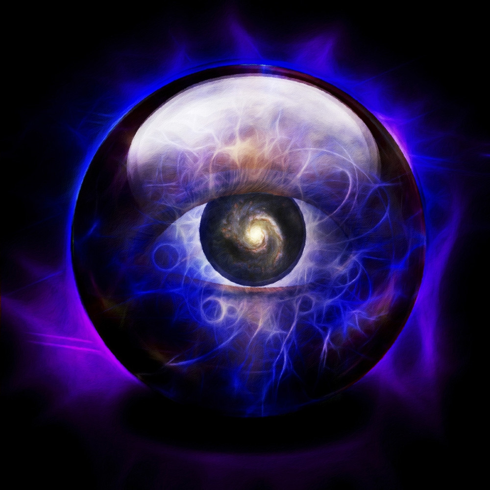 Crystal Ball with Eye and Galaxy. Canvas Poster Print by Bruce Rolff ...