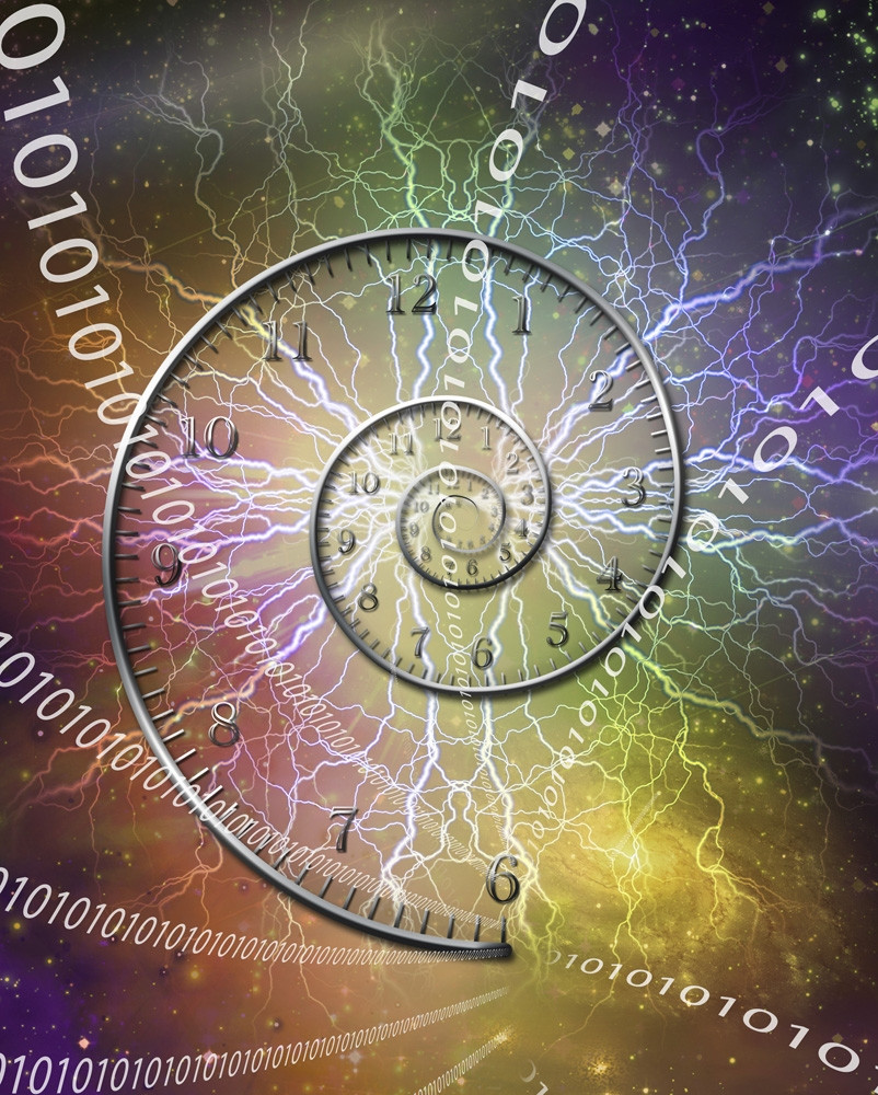 Spiral of time. Lightnings and binary code. Poster Print by Bruce Rolff/Stocktrek Images - Item ...