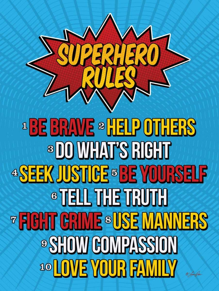 Superhero Rules Poster Print by Lauren Rader - Item # VARPDXRAD906 ...