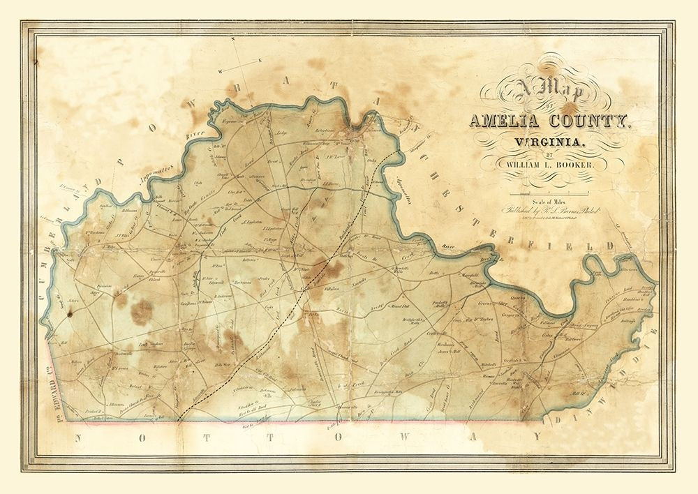 Amelia County Virginia - Booker 1850 Poster Print by Booker Booker ...