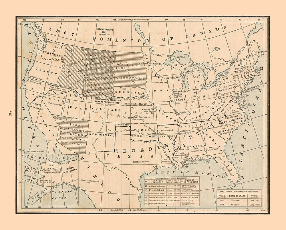 United States, 19th century- Cram 1888 Poster Print by Cram Cram ...
