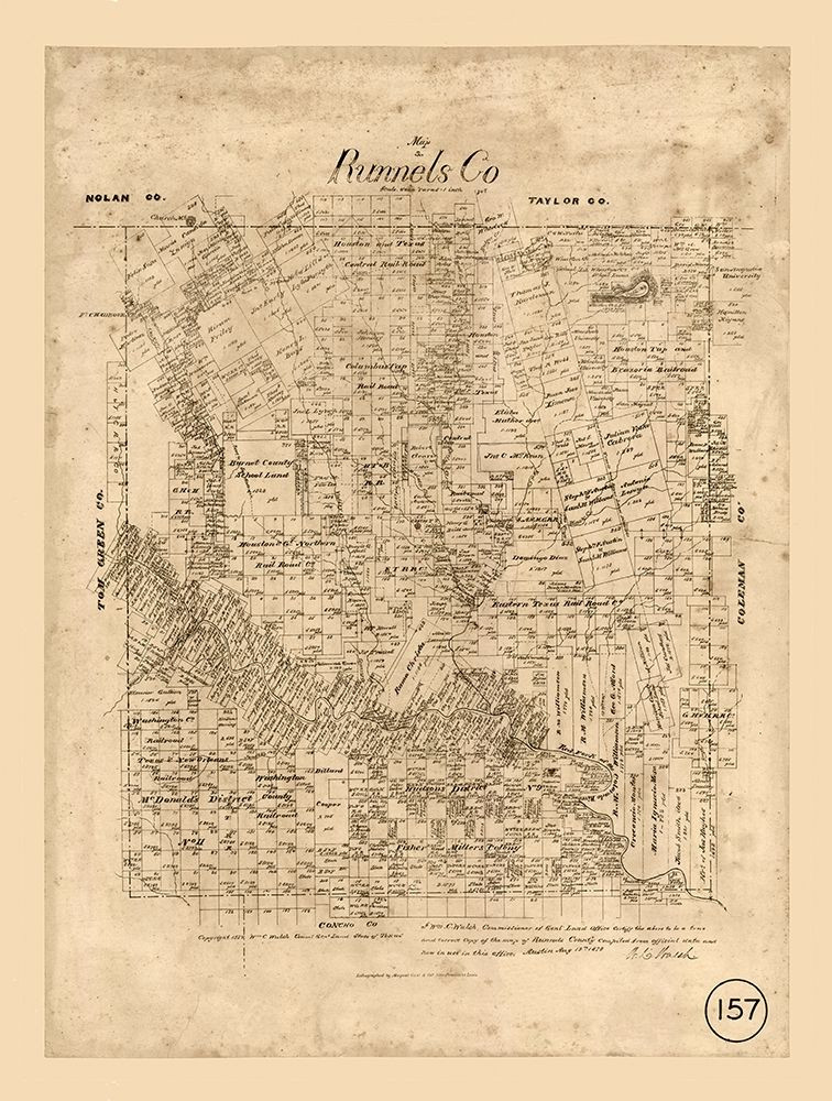 Runnels County Texas - Walsh 1879 Poster Print by Walsh Walsh ...