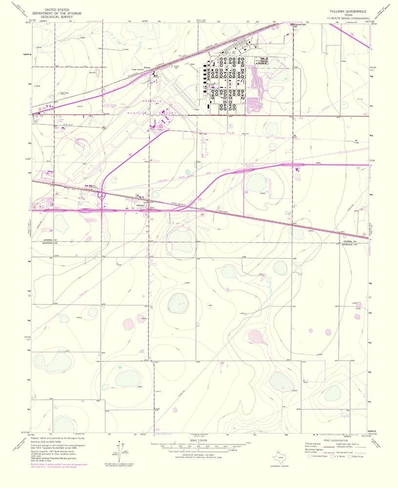 Pullman Texas Quad - USGS 1975 Poster Print by USGS USGS # TXPU0001 ...