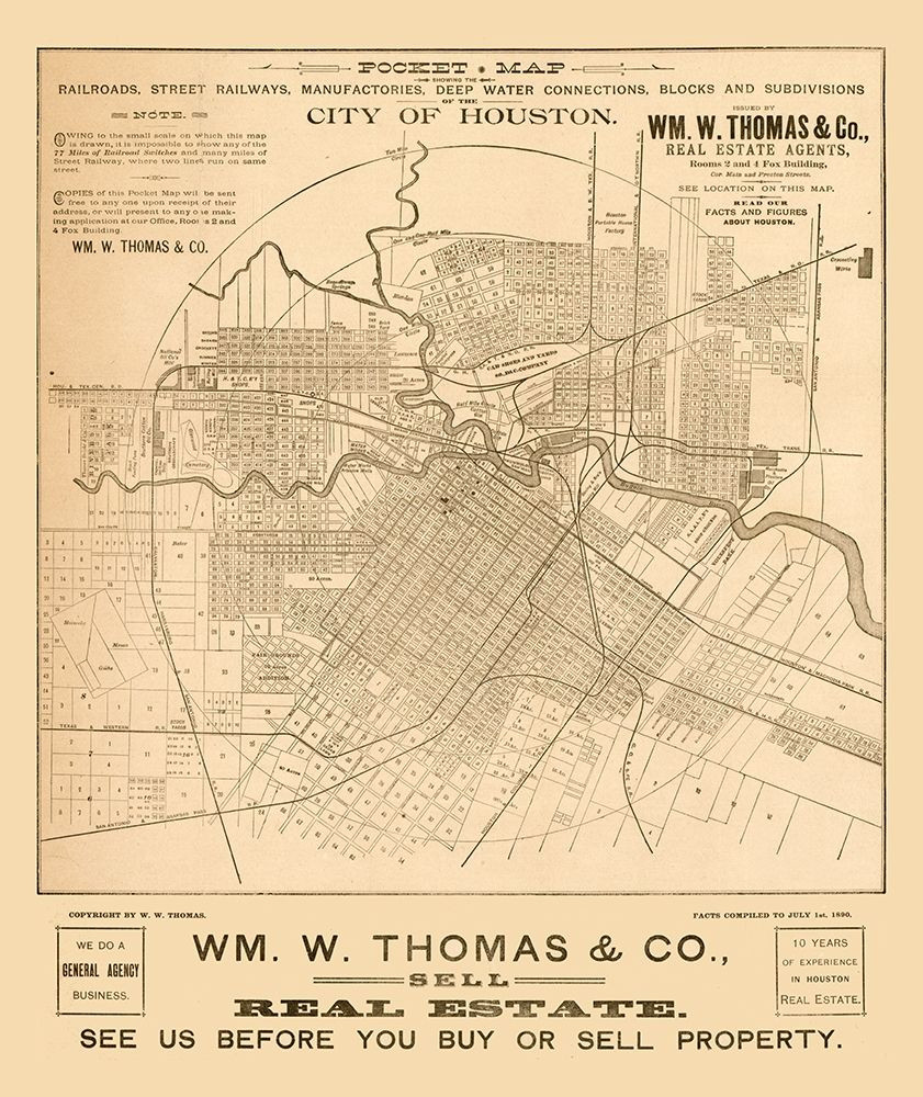 Houston Texas - Thomas 1890 Poster Print by Thomas Thomas # TXHO0022 ...