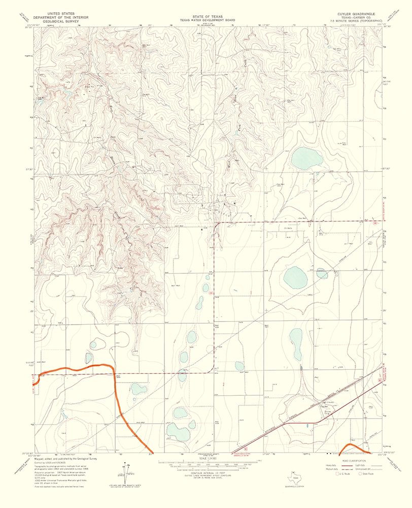 Cuyler Texas Quad - USGS 1967 Poster Print by USGS USGS # TXCU0001 ...