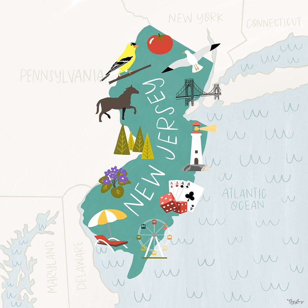 New Jersey Icons Poster Print by Gigi Louise # KBSQ115Q - Posterazzi