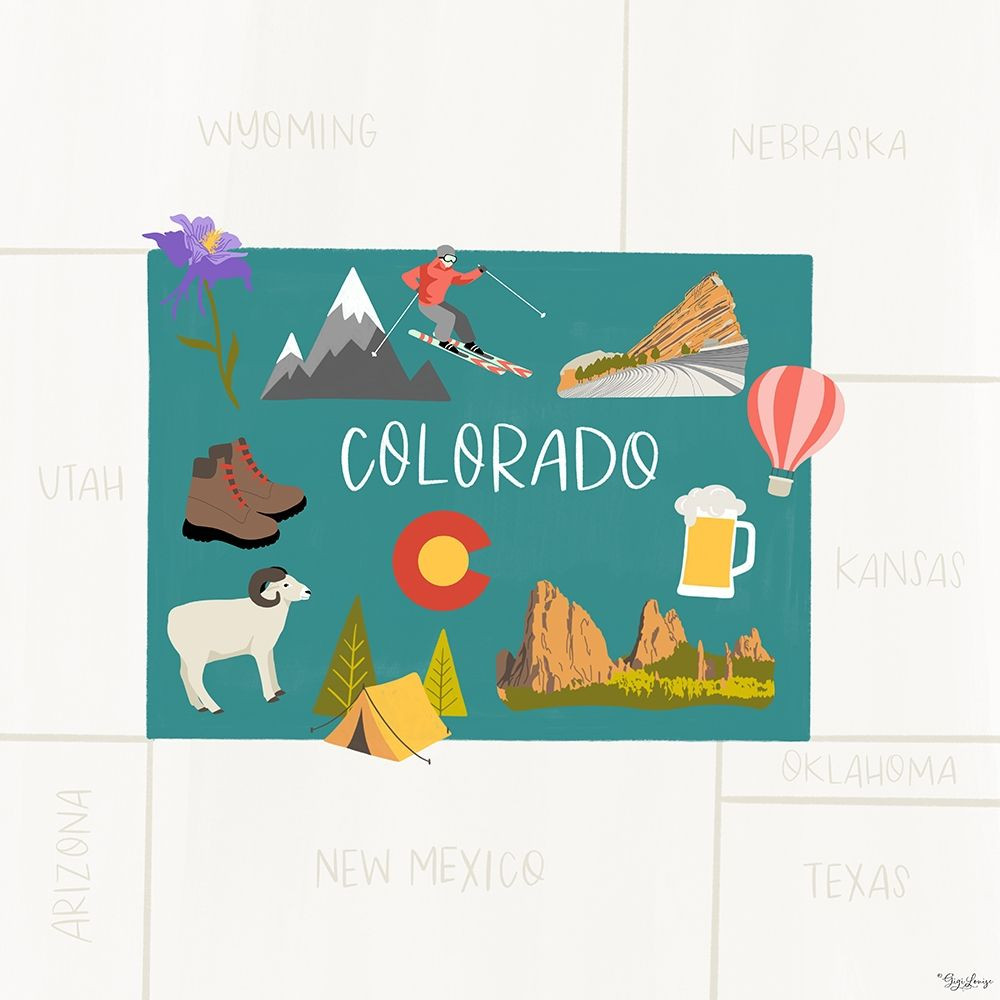 Colorado Icons Poster Print by Gigi Louise # KBSQ115R - Posterazzi