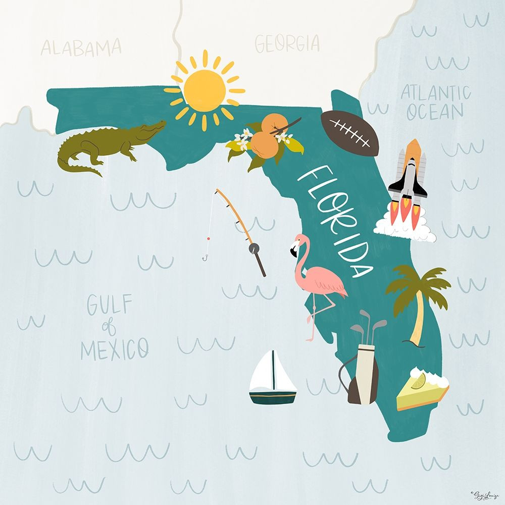 Florida Icons Poster Print by Gigi Louise # KBSQ115C - Posterazzi