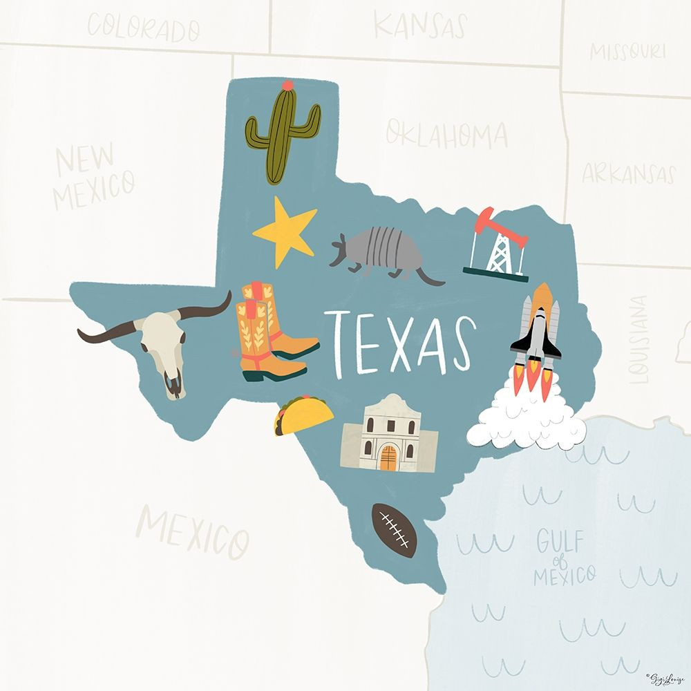 Texas Icons Poster Print by Gigi Louise # KBSQ115M - Posterazzi