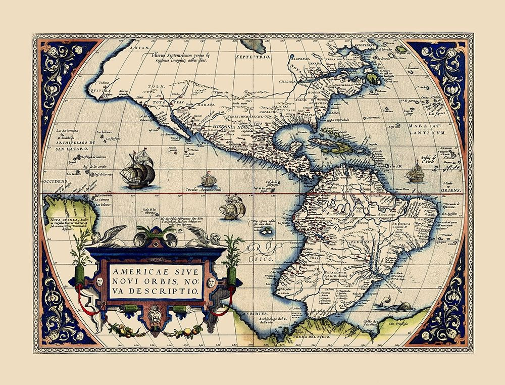 Western Hemisphere - Ortelius 1572 Poster Print by Ortelius Ortelius ...