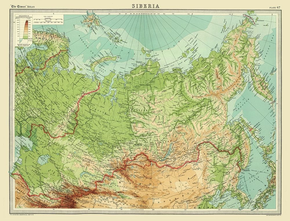 Asia Siberia Times Russia - Bartholomew 1922 Poster Print by ...