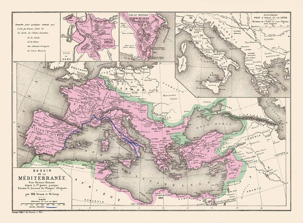 Mediterranean Basin Europe - Drioux 1882 Poster Print by Drioux Drioux ...
