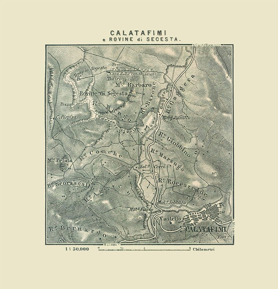 Calatafimi Ruins Segesta Italy - Baedeker 1880 Poster Print by Baedeker ...