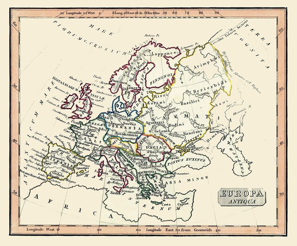 Ancient Europe - Fenner 1830 Poster Print by Fenner Fenner # ITEU0125 ...