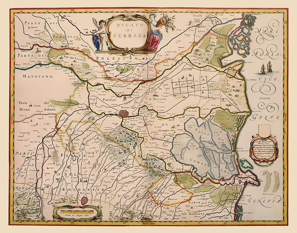 Ferrara Region Italy - Blaeu 1640 Poster Print by Blaeu Blaeu ...