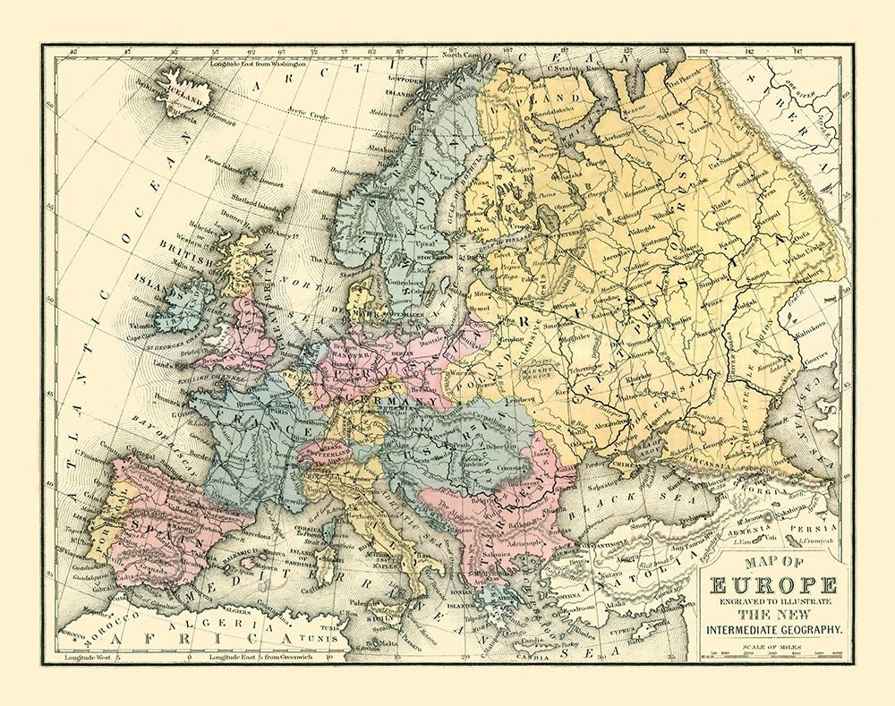 Europe - Mitchell 1869 Poster Print by Mitchell Mitchell # ITEU0095 ...