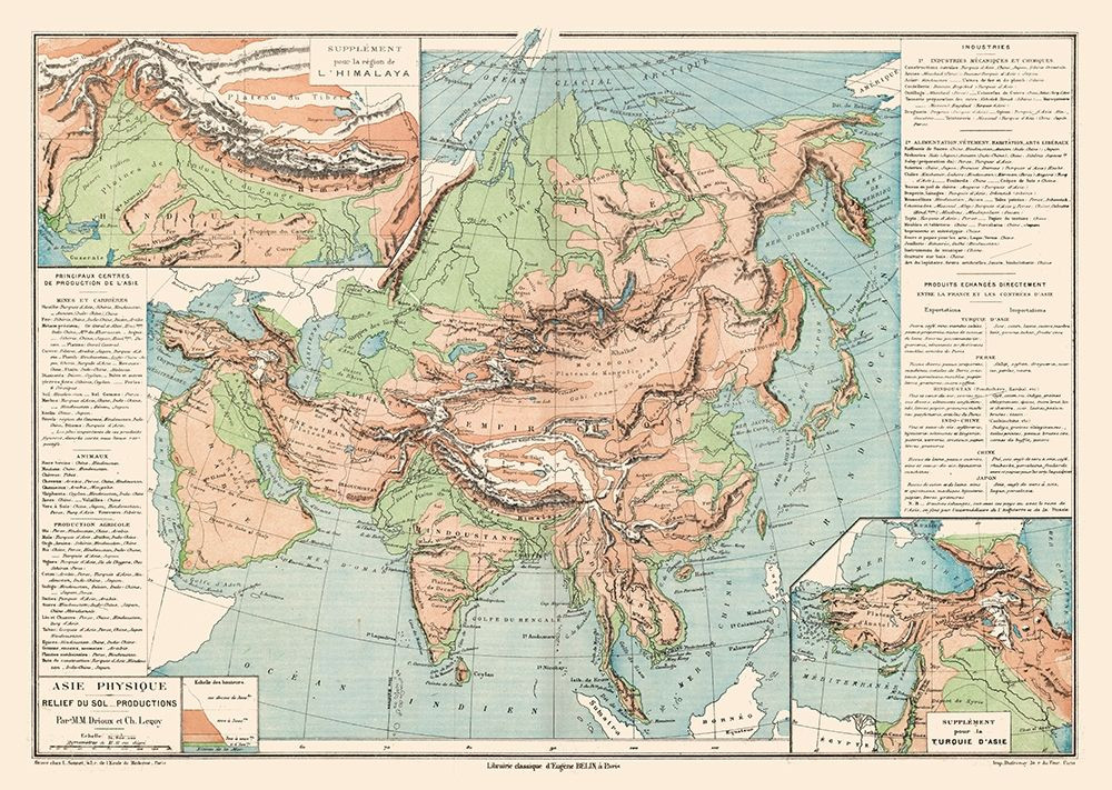 Asia Physical Terrain Floor - Drioux 1882 Poster Print by Drioux Drioux ...