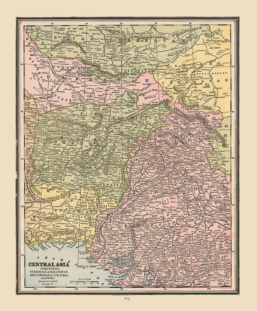 Central Asia - Cram 1888 Poster Print by Cram Cram # ITAS0033 - Posterazzi