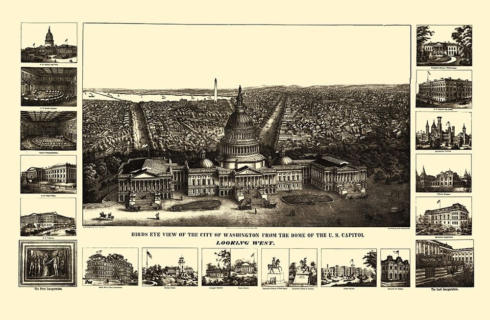 Washington Dc 1860 Historic Panoramic View Washington DC Sachese