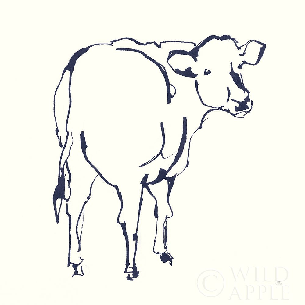 Line Cow Navy Poster Print by Chris Paschke # 62294 - Posterazzi