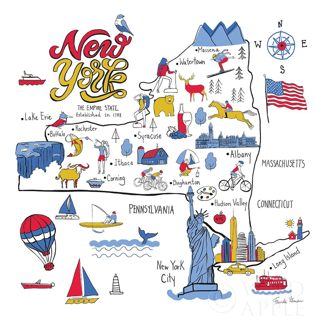 New York State Poster Print by Farida Zaman # 61529 - Posterazzi