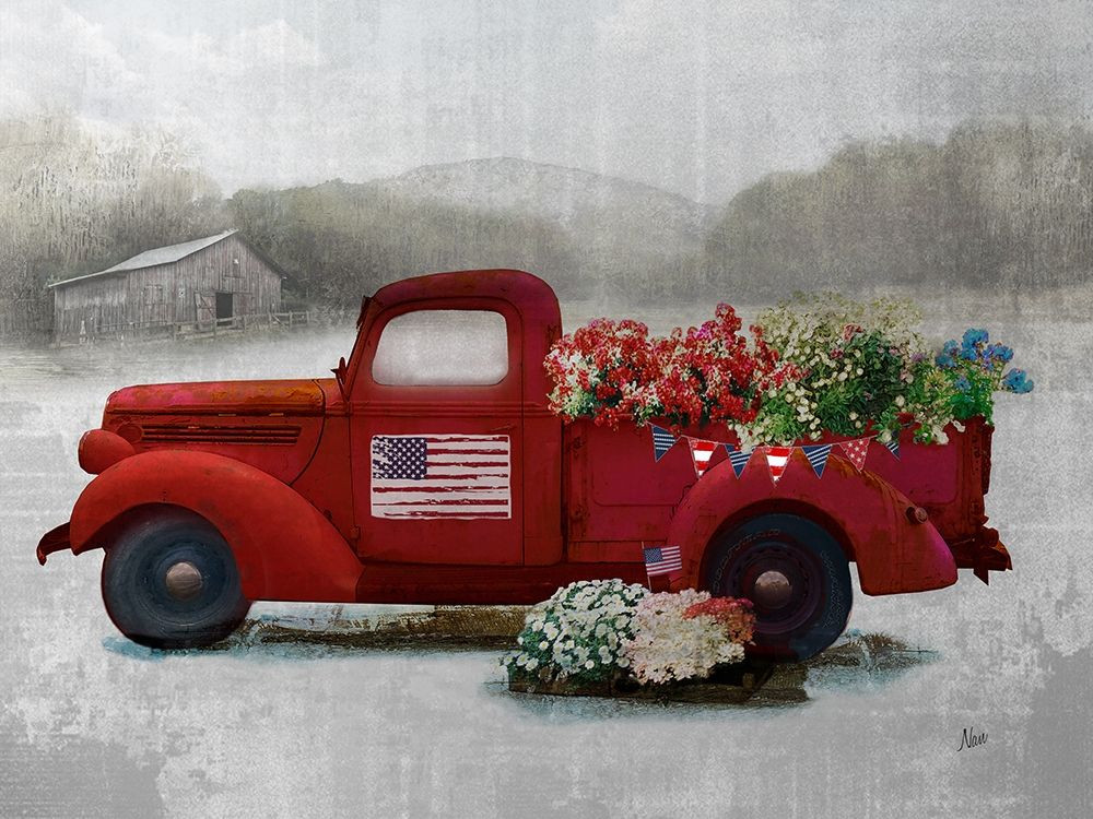 Americana Red Truck Poster Print by Nan Nan # 42843 - Posterazzi