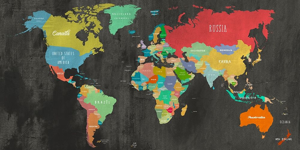 Modern Map of the World - chalkboard-detail by Joannoo (24 x 12 ...